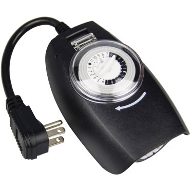 Heavy Duty Waterproof Outdoor Timer Outlet with Grounded Plug, 24 Hour ...