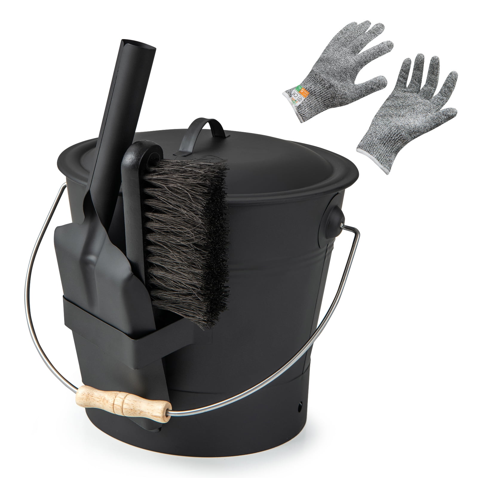 Click here for Costway Ash Bucket With Lid & Cut-Resistant Gloves... prices