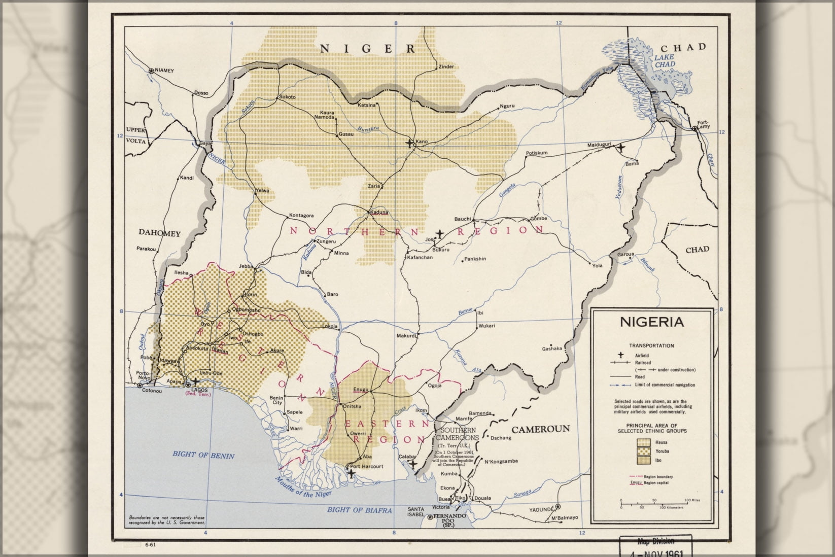 24"x36" Gallery Poster, cia map of Nigeria 1961 - Walmart.com