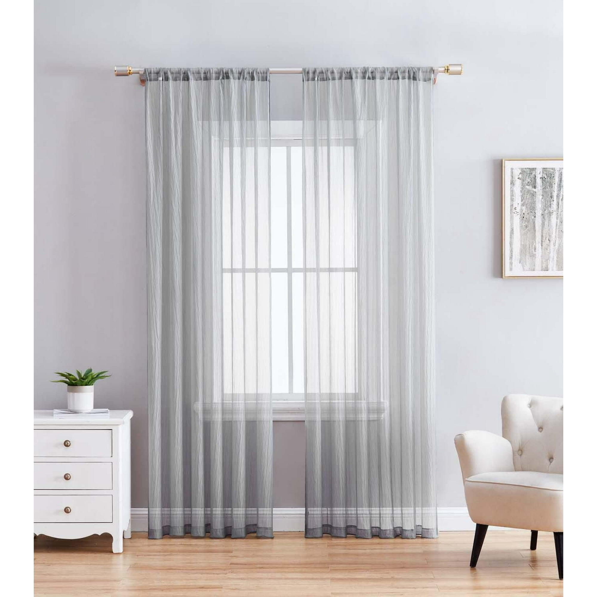 Click here for Swift Home Crinkle Sheer Rod Pocket Curtains - 2 P... prices