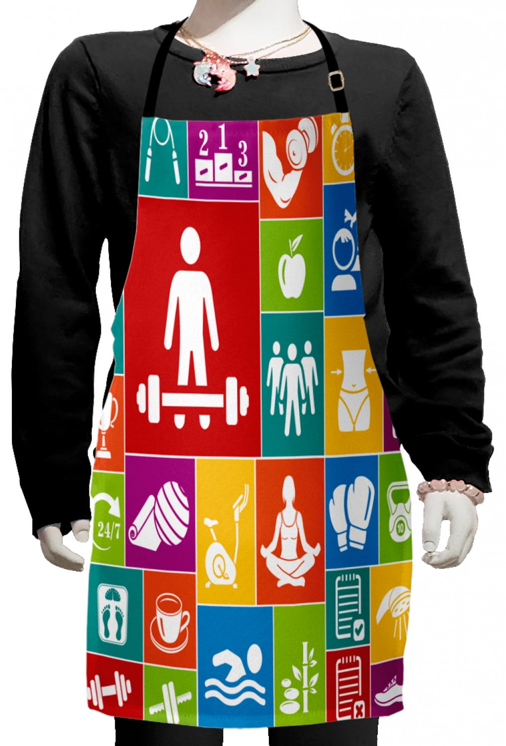 Fitness Kids Apron, Different Colorful Fitness Healthy Lifestyle ...