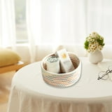 asjyhkr Small Cotton Rope Woven Storage Basket,Decorative Round Cotton ...