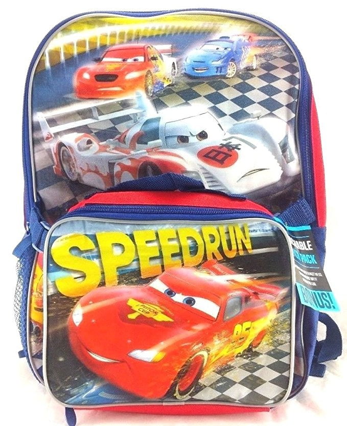Disney Pixar Cars SpeedRun 16" Canvas Red School Backpack w/Detachable ...