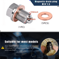 M14 X 1.5 Oil Drain Plug, Sump Nut Bolt with 5 Crush Washer Gaskets,Leak-Proof Plug Replacement ...