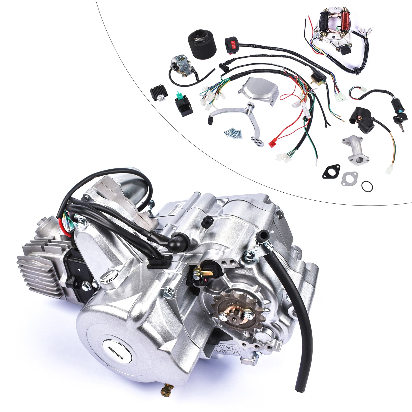 GELUOXI 125CC Engine Motor Kit 4-Stroke Semi-Auto Electric Start CDI ...