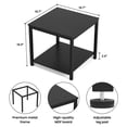 Black 20 Inch Square 2-Tier Side Table With Lower Shelf, Metal Frame ...