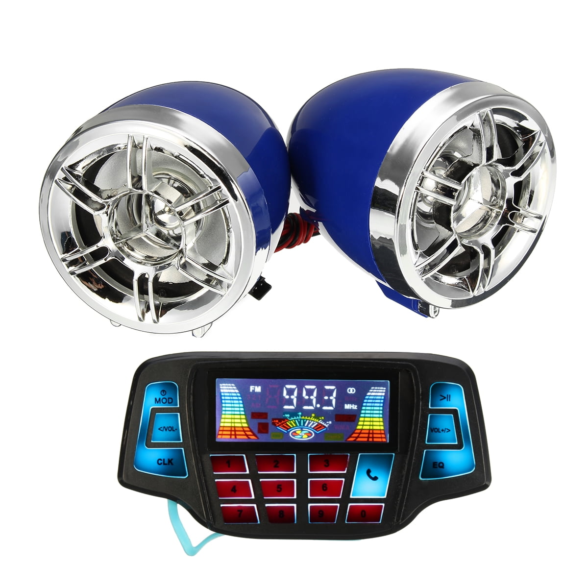 Pair Motorcycle Handlebar Speakers Audio System - Bluetooth USB SD FM ...