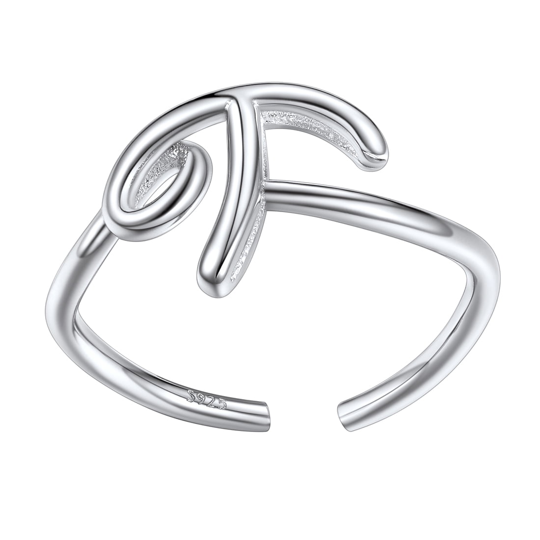 U7 Sterling Silver Twisted Letter Initial Stacking Rings for Women Alphabet A-Z Open Ring ...