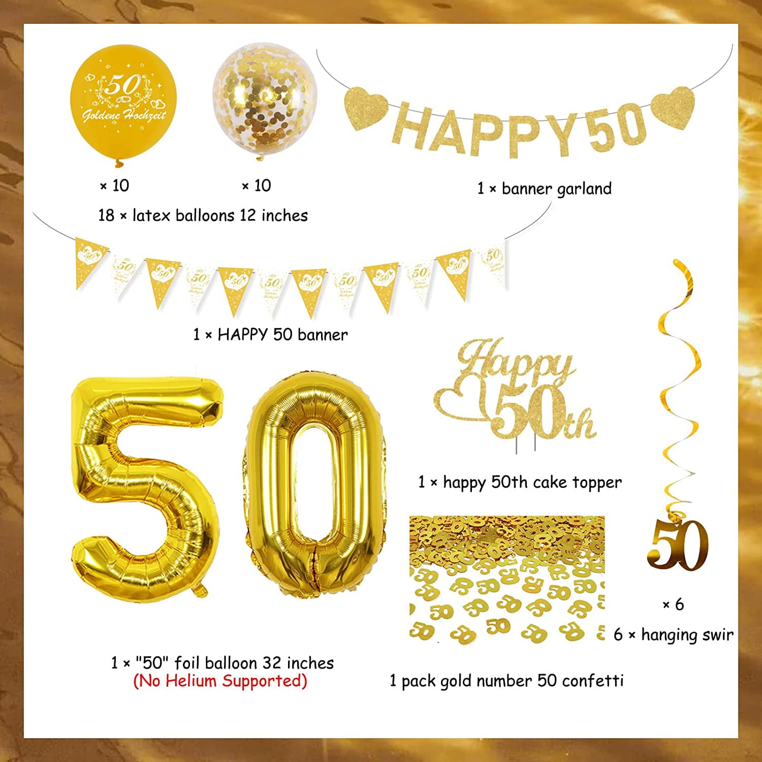 50th Birthday Balloons And Cake