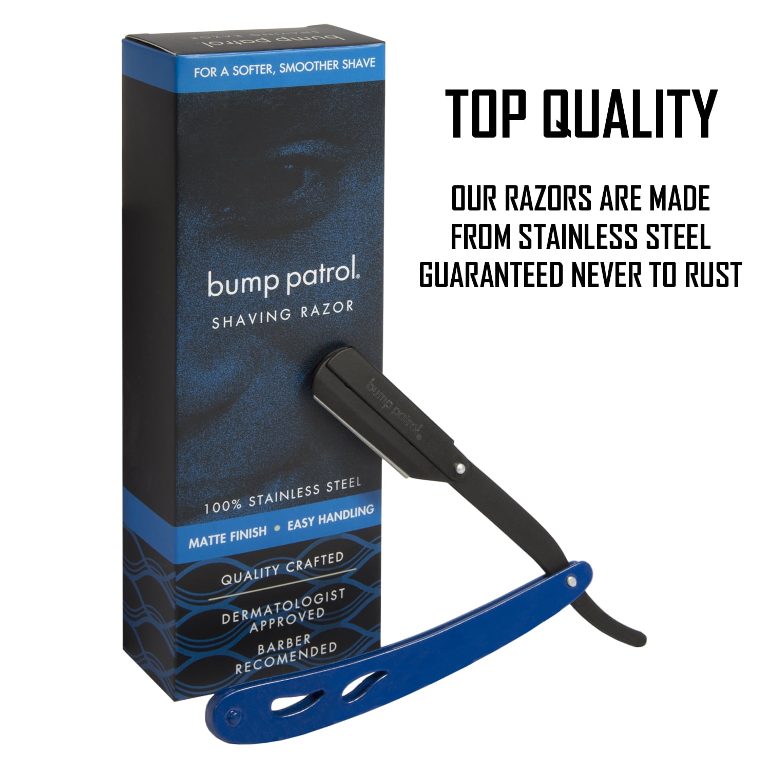 Bump Patrol Shaving Razor Stainless Steel Matte Finish Blue - Walmart ...