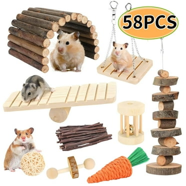 CHBORLESS 7 Pack Hamster Chew Toys Set Small Animal Molar Play Toys ...