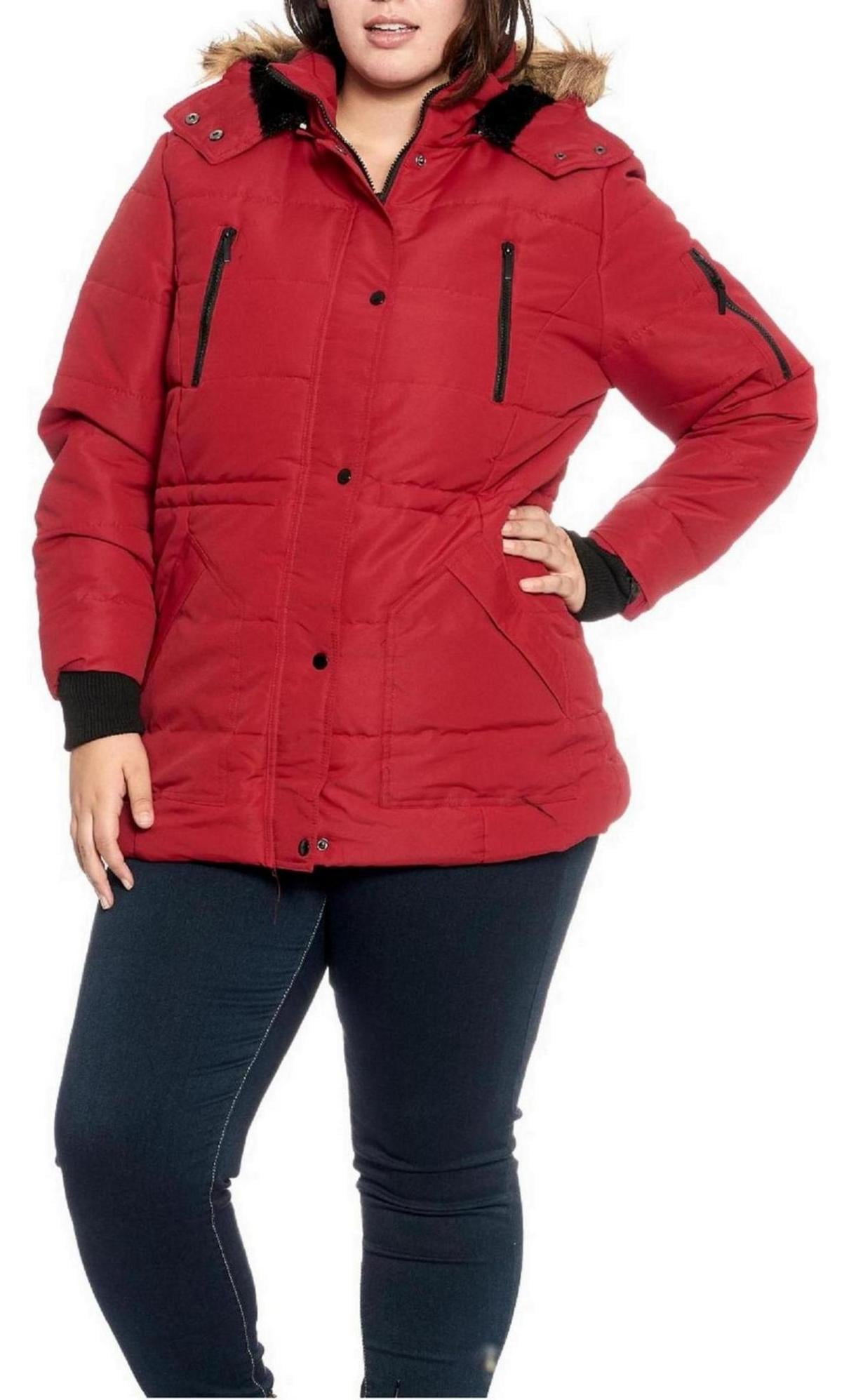 Woman's Plus Size Winter Jacket w/ Sherpa-Lining and Detachable Faux ...
