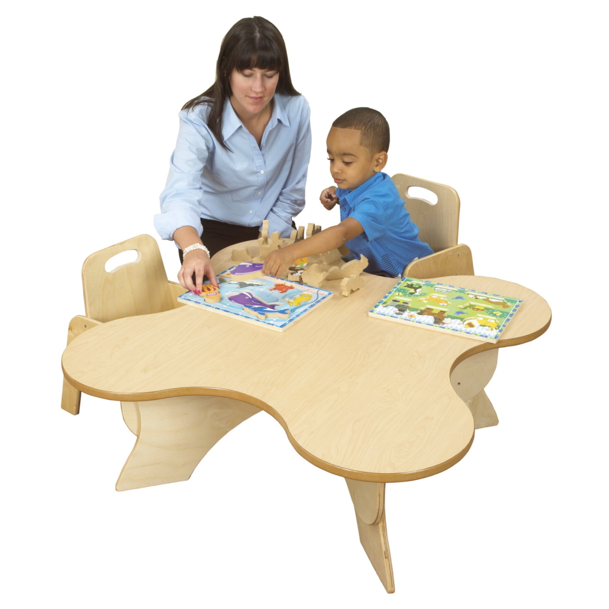 Childcraft Adjustable Toddler Table with 4 Chairs, Blossom, 35-3/4 x 35 ...