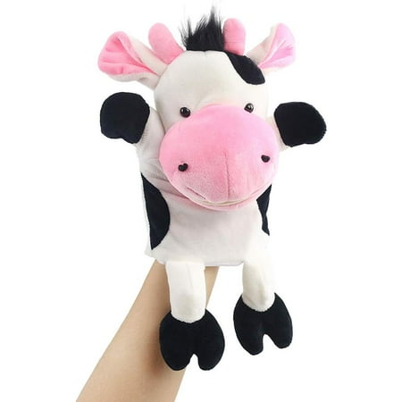 mmirethe Cartoon Cow Plush Hand Puppet Role Play Animal Toy for ...