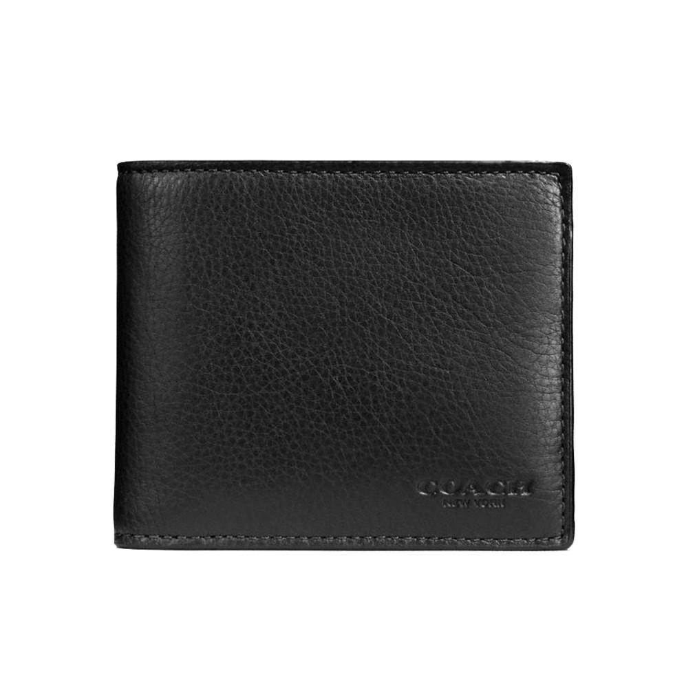 Buy COACH Compact ID Sport Calf Bifold Wallet in Black 74991 Online at ...