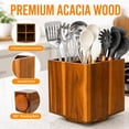 Acacia Wood 360° Rotating Utensil Holder for Kitchen Counter, Large ...