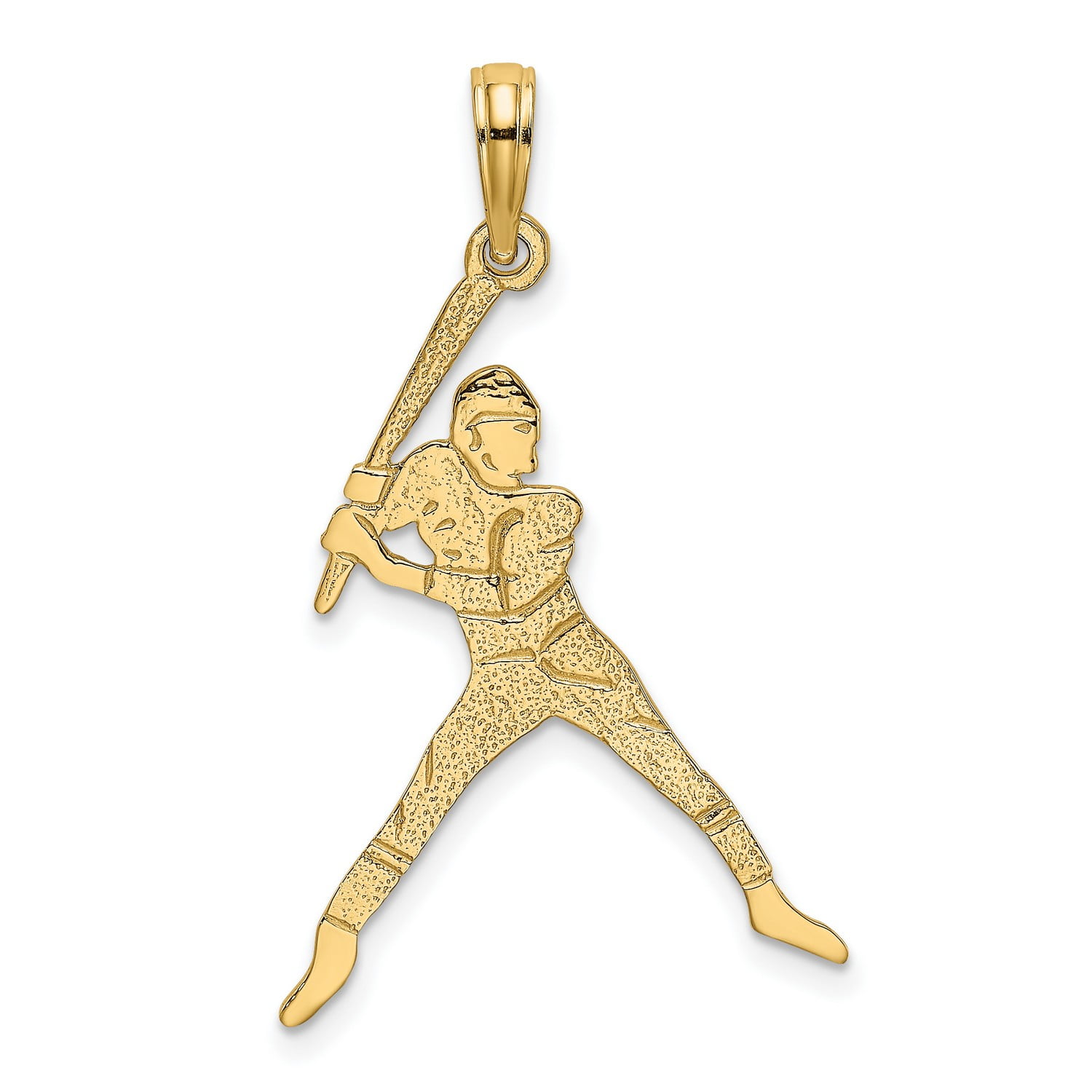 14k Yellow Gold Baseball Player Swinging Bat Pendant 26 mm x 19 mm ...