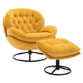Velvet Swivel Chair with Ottoman, Accent Chair TV Chair with Metal ...