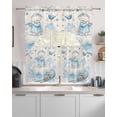Beige Cartoon Cats Kitchen Curtains Sets 24 Inch Length with Valance ...