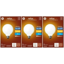 (3 bulbs) GE Relax LED G30 Vanity Globe, soft white, 6 watt, 500 lumen ...