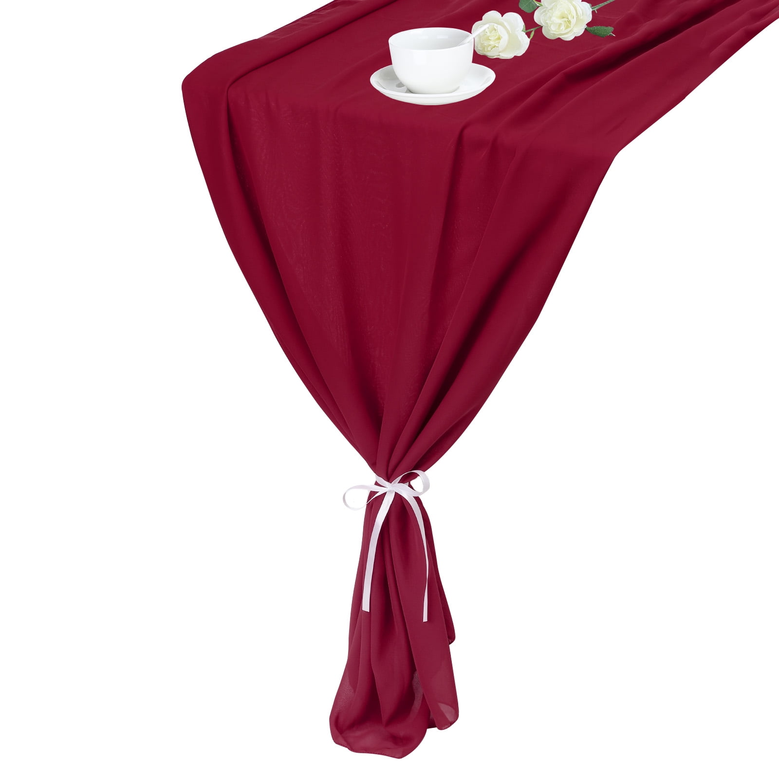 Click here for Uxcell Wine Red Chiffon Table Runner 27.5 X 118 Li... prices