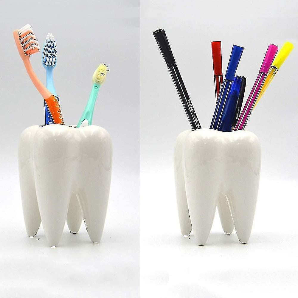 Ceramic Tooth Pencil Toothbrush Holder Pot Meat Plant Pot Home Office ...