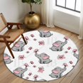 Cute Elephants Round Rug 8ft Washable Circle Rugs Non Slip Cartoon ...