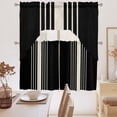Abstract Brown Striped Swag Curtains Valance and Tier Set, Simple Black ...