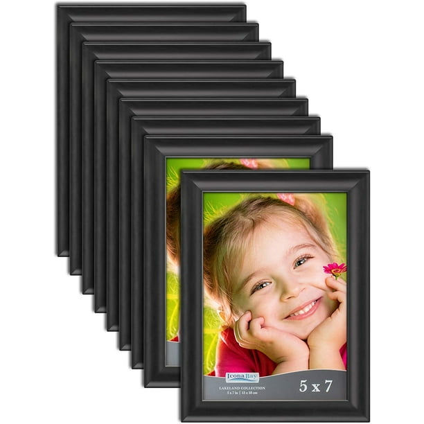 SURJDE 5x7 Picture Frame (12 Pack, Black Wood Finish), Black Frame ...