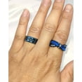 2 Blue Matching Rings Couple Ring 1CT AAA CZ Women Wedding Ring Female ...