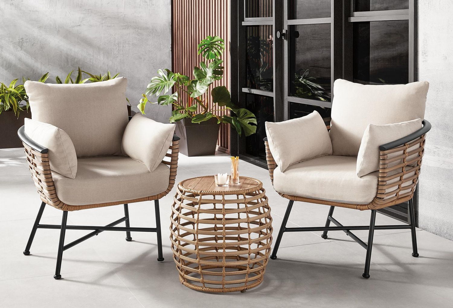 HOMETRENDS Sedona 3-Piece Patio Chat Set - Taupe - Walmart.ca