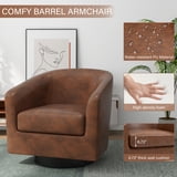 DREAMSIDEA PU Leather Swivel Barrel Club Chair, Modern Accent Chairs ...