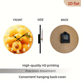 2D Flat 1pc 10Inch Solid Wood Vintage Yellow Peach Wall Clock with ...
