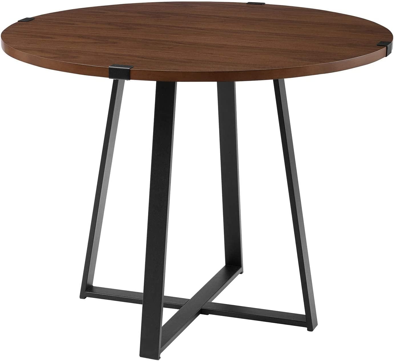 YELROL 4 Person Round Industrial Modern Wood Small Dining Table Dining ...