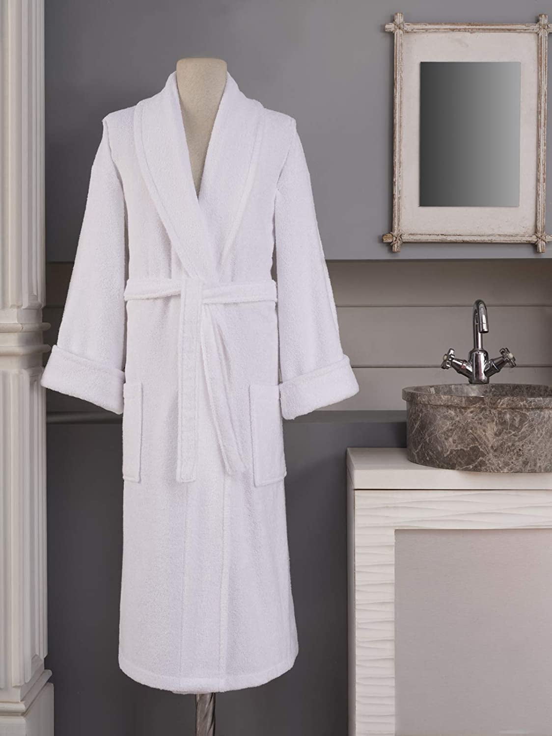 Halley Luxury Bathrobe for Women & Men, Shawl Collar Spa Bath Robes ...