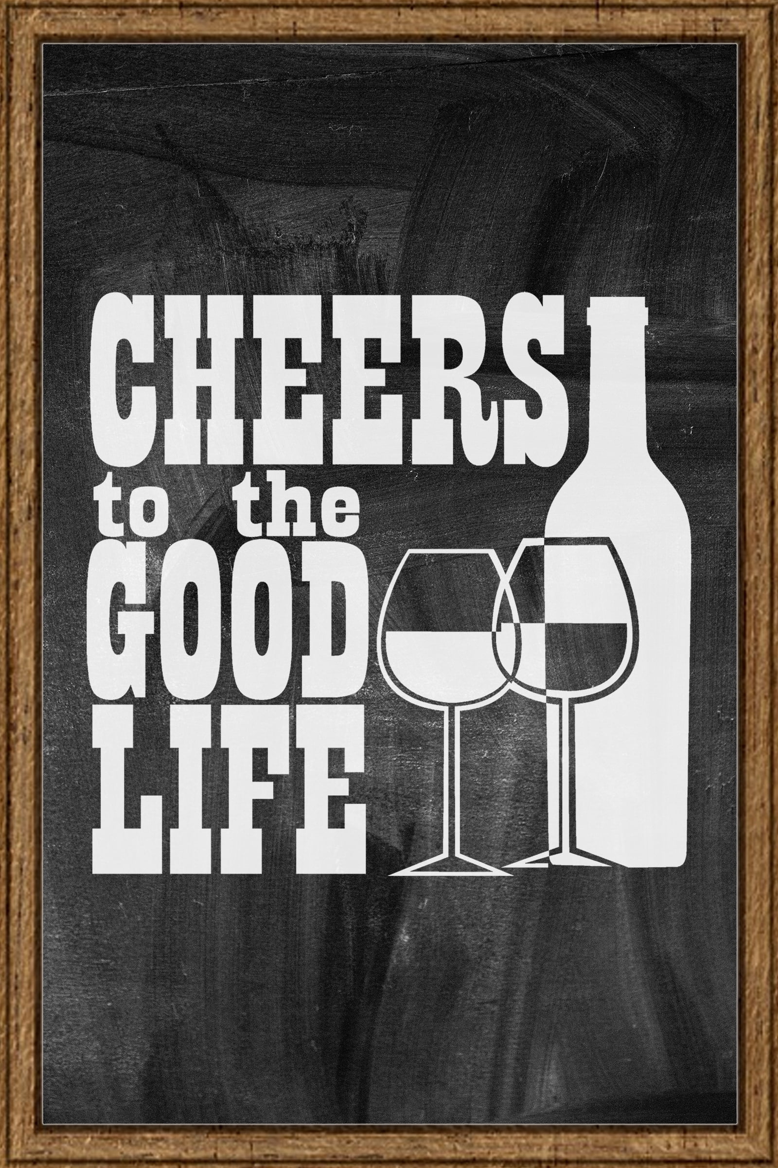 Cheers to the good life wine glasses/bottle silhouette alcohol Tin Sign ...