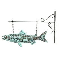 Contrast Metal Verdigris Copper Salmon Wall Bracket Hanging Sculpture ...
