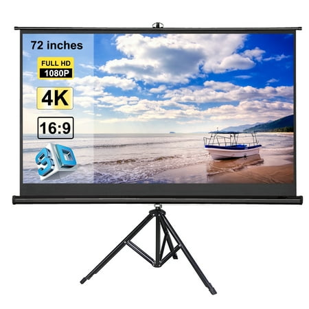 72 inches Projector Screen with Tripod Stand 16:9 Portable Projection ...