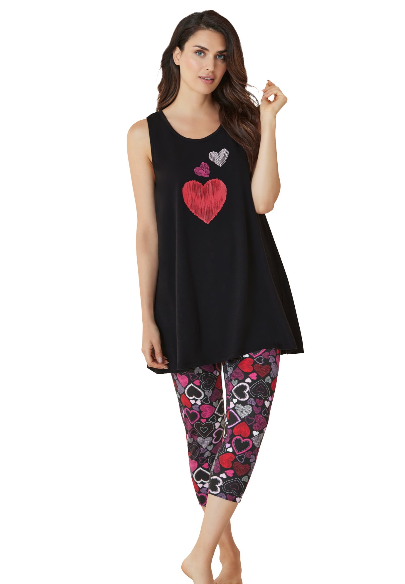 Dreams And Co Womens Plus Size Scoopneck Tank And Capri Legging Pj Set