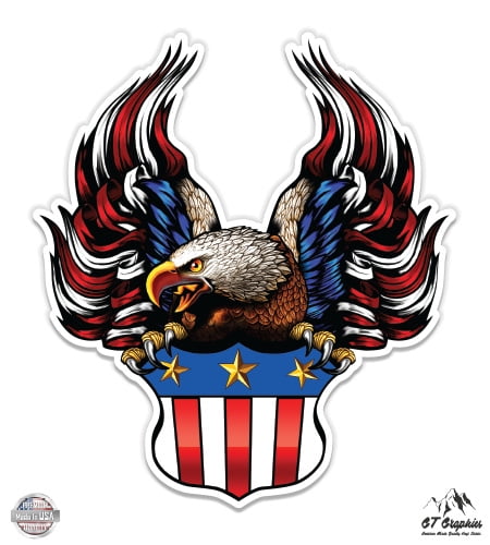 American Eagle Patriotic - 3" Vinyl Sticker - For Car Laptop I-Pad Phone Helmet Hard Hat ...