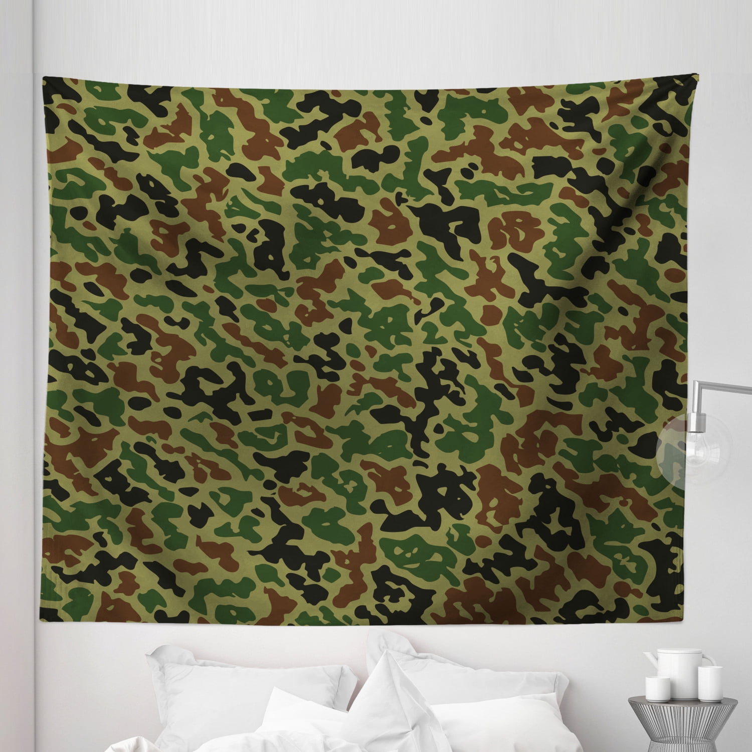 Camo Tapestry, Summer Camouflage Pattern Grungy Texture Hidden in ...