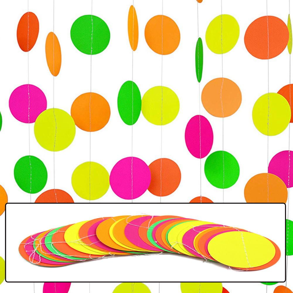 Esaierr Circle Dot Garland Decorations Fluorescence Star Circular Disc ...