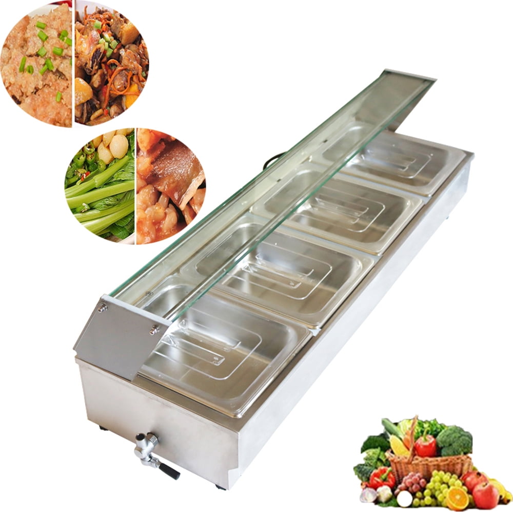 INTBUYING 4-Pan Buffet Food Warmer with Transparent Cover Commercial ...