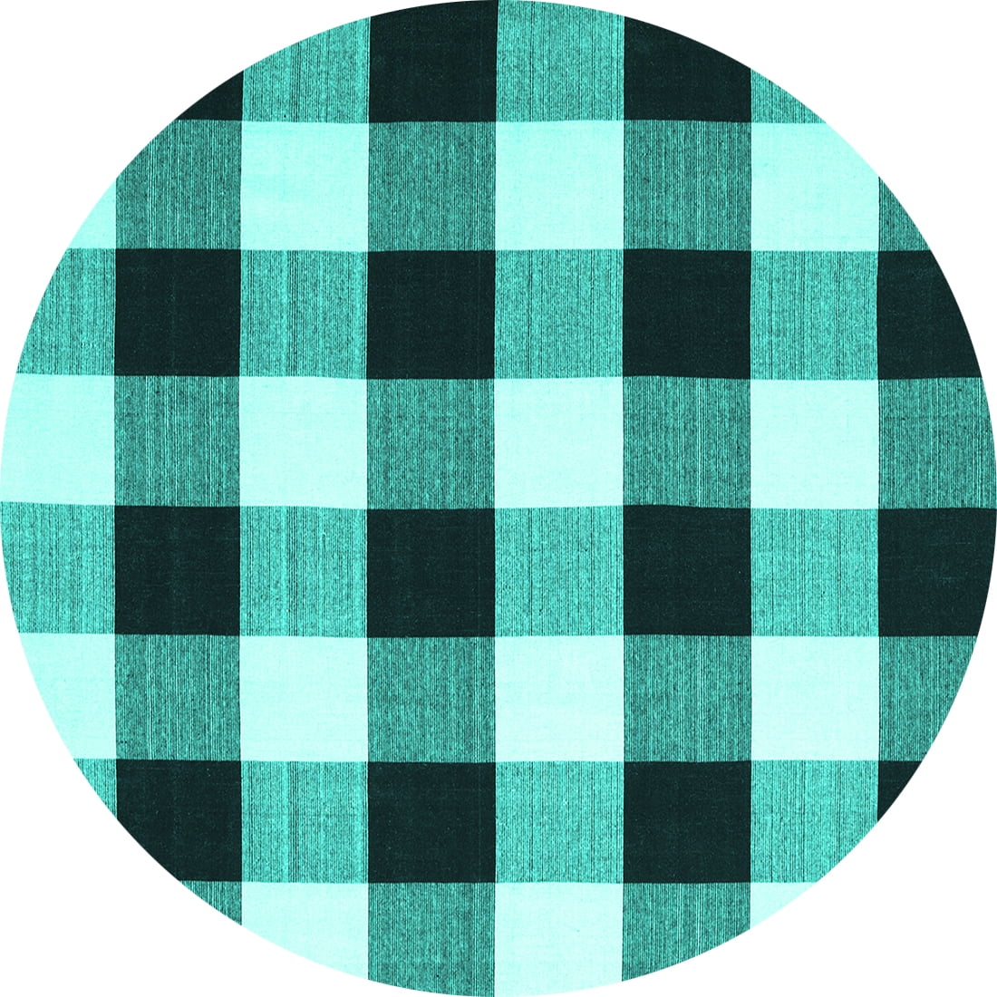 Ahgly Company Indoor Round Checkered Turquoise Blue Modern Area Rugs, 6 ...