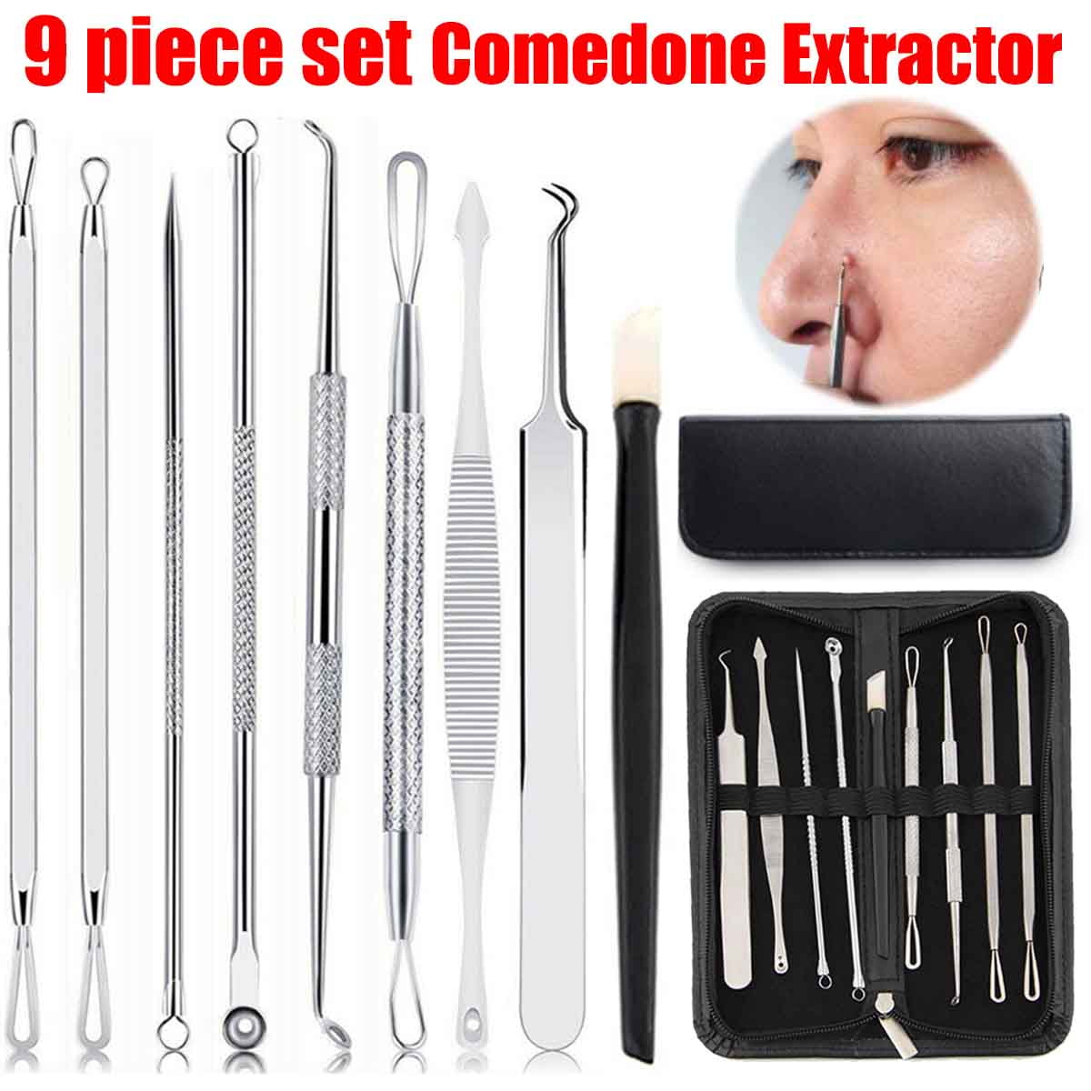 Blackhead Remover Pimple Extractor Tool Acne Removal Kit, Stainless ...