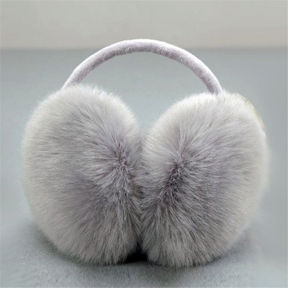 Women Fluffy Soft Casual Plush Ear Warmer Earflaps Ear Muffs Warm GREY ...