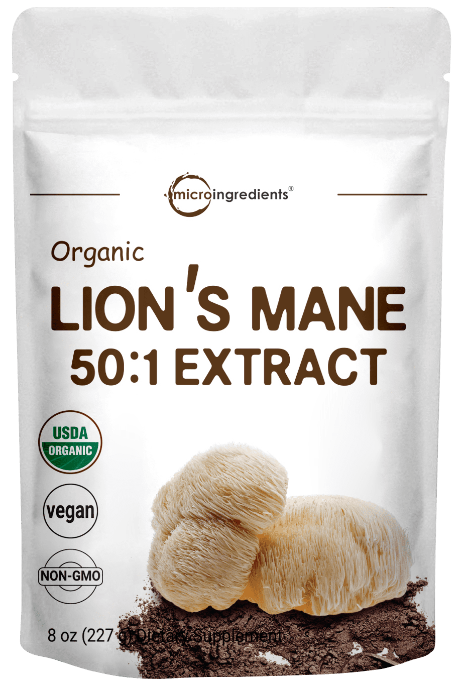Certified Organic Lions Mane Mushroom 8 Ounces Extracted From