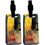 WIRESTER 2pcs Set PU Leather Luggage Tags Privacy Label Flap for Travel Suitcase Baggage - Cafe ...