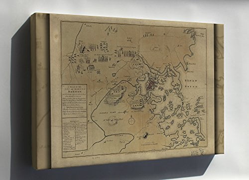 Canvas 24x36; Map Of 1775 Battle Of Lexington Concord And Siege Of ...