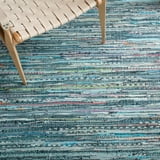 SAFAVIEH Rag Candis Striped Cotton Area Rug, Turquoise/Multi, 4' x 4 ...